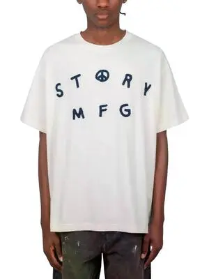 STORY MFG. Crochet-patch T-shirt - Neutrals