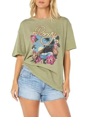 Roxy Oversize Graphic T-shirt - Sage