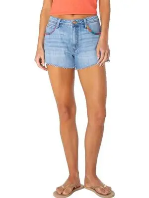 Roxy Golden Waves Embroidered Denim Shorts - Pressure