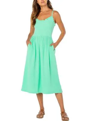 Roxy Roxy Downriver Midi Dress Spring Bud