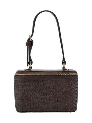 Mango Raffia Toiletry Bag - Chocolate