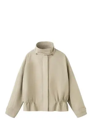 Mango High Neck Parka With Removable Hood - Khaki