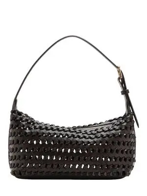 Mango Braided Faux Leather Shoulder Bag - Chocolate