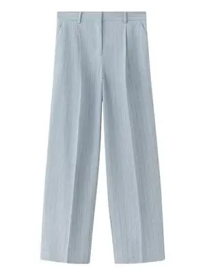 Mango Pleated Pinstripe Suit Pants - Blue