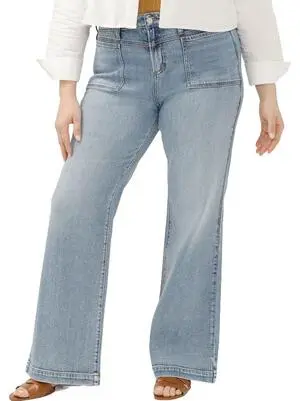 SILVER JEANS CO. Avery Curvy Patch Pocket Wide Leg Trouser Jeans - Wanderlust