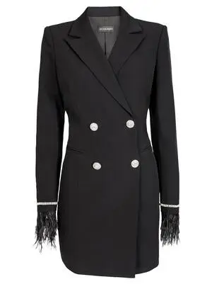 SOHUMAN Tailored Mini Dress With Feathered Cuffs - Black
