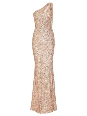 SOHUMAN Sohuman Sequin Embellished One-Shoulder Maxi Dress