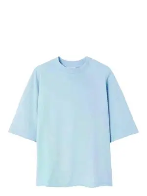 American Vintage Light Cotton Drop Shoulder T-shirt - Blue
