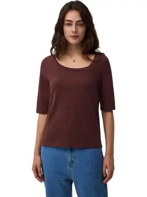 JUANA JUANA Hemp Essentials Asymmetrical Neckline Tee Cocoa