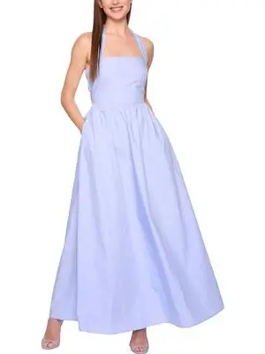 Susana Monaco Halter Neck Cotton Poplin Maxi Dress - Frosty