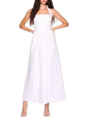 Susana Monaco Halter Neck Cotton Poplin Maxi Dress - Sugar