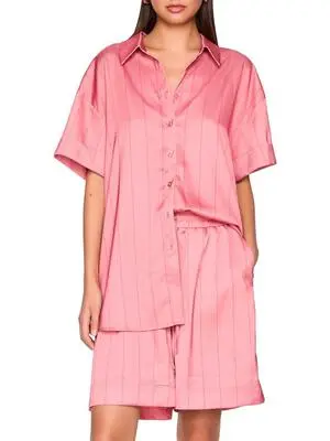 Susana Monaco Susana Monaco Oversize Stripe Button-Up Shirt Rosa