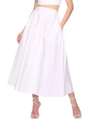 Susana Monaco Cotton Poplin Midi Skirt - Sugar