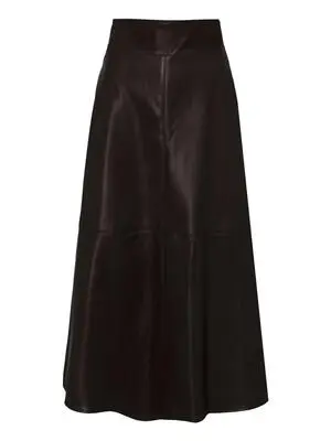 THE EXTREME COLLECTION High-waisted Faux Leather Midi Skirt - Brown