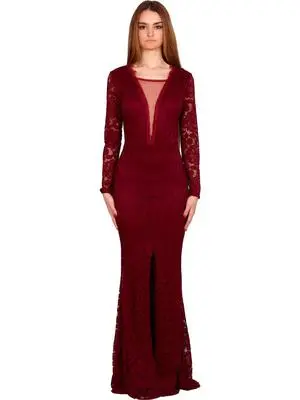 SOHUMAN Maxi Dress With Long Sleeves And Embroidered Detailing - Red