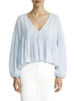 Vero Moda Balloon Sleeve V-neck Top - Skywriting