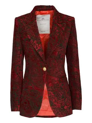 THE EXTREME COLLECTION Jacquard Floral Blazer - Green/red