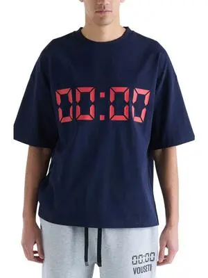 VOUSETI Us Against Time Cotton Graphic T-shirt - Navy