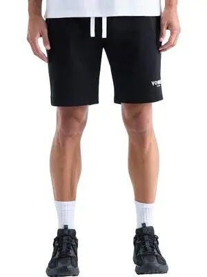 VOUSETI Cotton Fleece Drawstring Shorts - Black