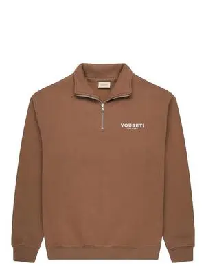 VOUSETI Quarter Zip Logo Pullover - Coffee