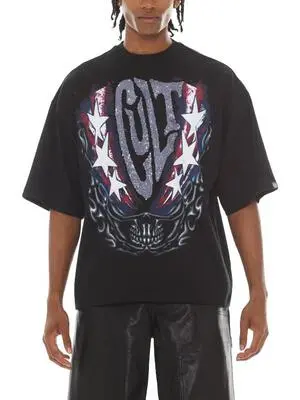 CULT OF INDIVIDUALITY Oversize Cotton Graphic T-shirt - Black
