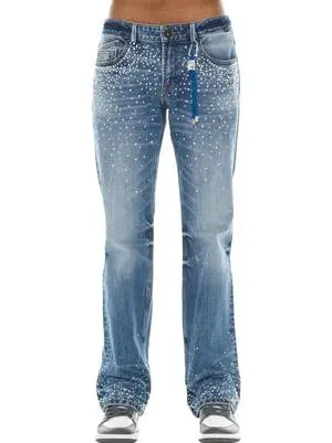 CULT OF INDIVIDUALITY Hagen Relaxed Straight Leg Jeans With Embellishments - Crystal