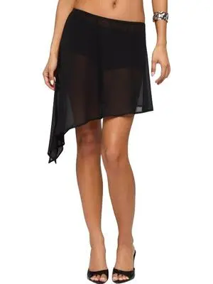 EDIKTED Asymmetric Sheer Chiffon Skirt - Black