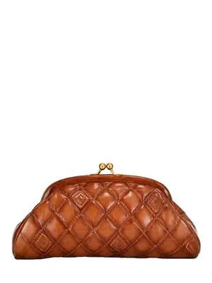 OLD TREND Petunia Quilted Leather Beauty Pouch - Cognac