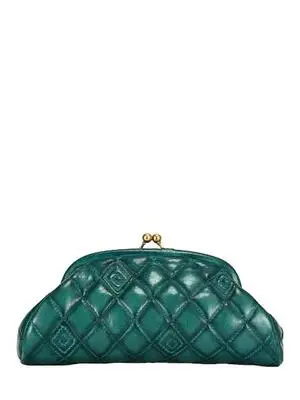 OLD TREND Petunia Quilted Leather Beauty Pouch - Teal