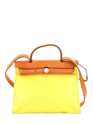 Hermès Herbag Zip Berline Vache Canvas And Leather 31 Lime