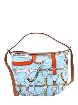 Hermès Sursoie To Go Pouch Printed Silk And Leather - Blue