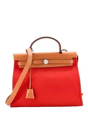 Hermès Herbag Zip Leather And Toile 31 Red