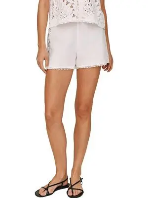 Bella Dahl Lace Panel Linen Shorts - White