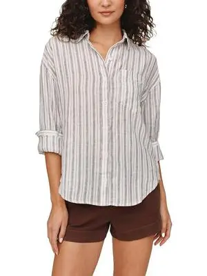 Bella Dahl Striped Linen Blend Button-up Shirt - Driftwood Stripe