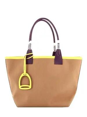 Hermès Sac Steeple Tote Toile With Leather 28 - Beige