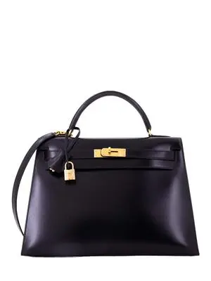 Hermès Kelly Handbag Black Box Calf With Gold Hardware 32 Noir