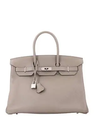 HERMÈS Birkin Handbag Green Clemence With Palladium Hardware 35