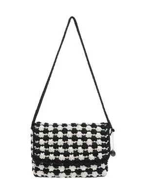THE SAK The Sak Marlow Crochet Flap Shoulder Bag With Embroidered Fish Detail Black Ecru Shell