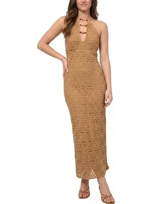 Rachel Rachel Roy Aitana Bead Keyhole Crochet Maxi Dress - Medium Brown