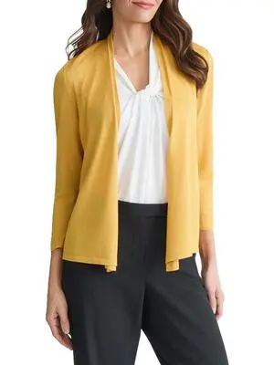 KASPER Stitch Detail Three-quarter Sleeve Cardigan - Butterscotch