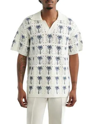 MAVRANS Palm Beach Crochet Polo - Blue