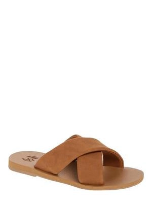 MALVADOS Ellie Criss-cross Slide Sandal - Saddle