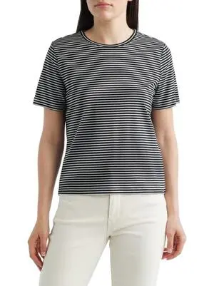 Spanx Spnax® Lightweight Striped Cotton Crewneck T-shirt - Minishutter Cb/l