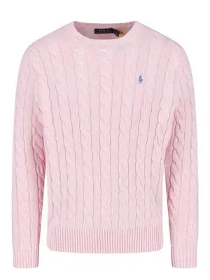 Polo Ralph Lauren Polo Ralph Lauren Cable Knit Crew Neck Sweater Pink