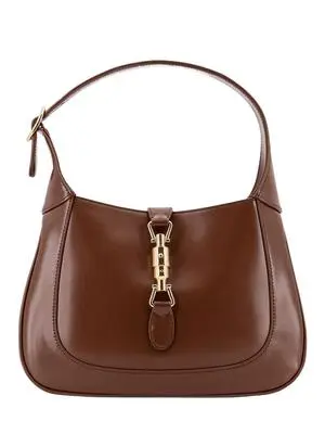 Gucci Leather Shoulder Bag With Metal Details - Brown