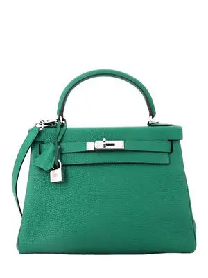 Hermès Kelly 28 Handbag Green Togo With Palladium Hardware Vert Vertigo