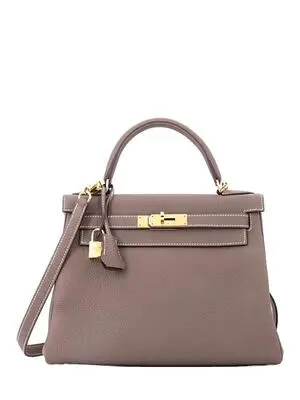 Hermès Kelly 28 Handbag Grey Togo With Gold Hardware - Etoupe