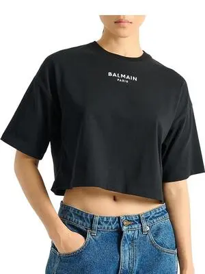 Balmain Paris Embroidered Cotton T-shirt - Black