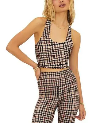 Beach Riot Yara Houndstooth Print Top - Midnight Houndstooth