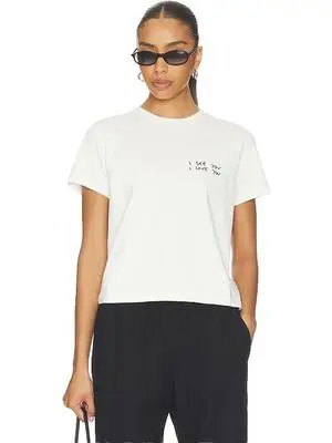 ANINE BING Shelley I See You I Love You Tee - Washed Cream